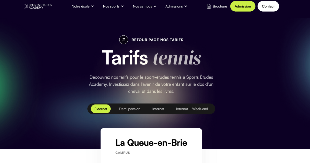 Tarifs Sport-Études Tennis | Sports Études Academy